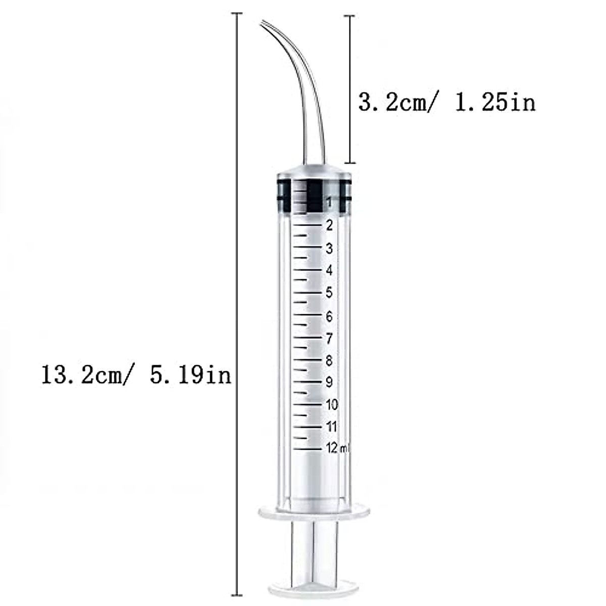 10 Pack Dental Syringes with Curved Tip Disposable Gradient Dental Irrigation Syringes for Oral Dental Care, Tonsil Stone Removal, Laboratory, Feeding Small Pets Curved Measurable