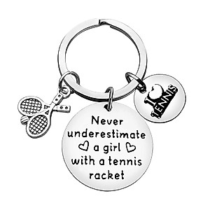Vadaka Tennis Lover Jewelry Gift Tennis Gift Keychain for Girls Teens Tennis Girl Jewelry Tennis Player Gift Inspirational Gift for Tennis Girl Christmas Birthday Graduation Gift