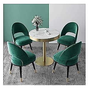 Office Business Hotel Lobby Dining Table Set, Office Meeting Room Small Conference Table Set, Reception Desk and Chair Set for Combination, 1 Table 4 Chairs Negotiating Table Office Leisure Marble Din