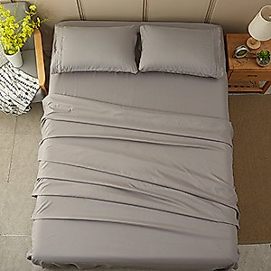 SONORO KATE Bed Sheet Set Super Soft Microfiber 1800 Thread Count Luxury Egyptian Sheets Fit 18-24 Inch Deep Pocket Mattress Wrinkle-4 Piece (Grey, Queen)