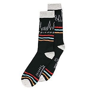Hyp Friends TV Show All Over Print and Striped Pattern Men's Crew Socks 2 Pair Pack