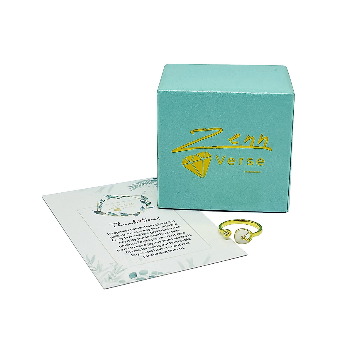 ZENN VERSE Brass Double Stone Finger Ring Eye-Catchy Ornament Beautiful Vintage Gem Crystal Ring Brings Charm Good looking Adjustable Finger Ring