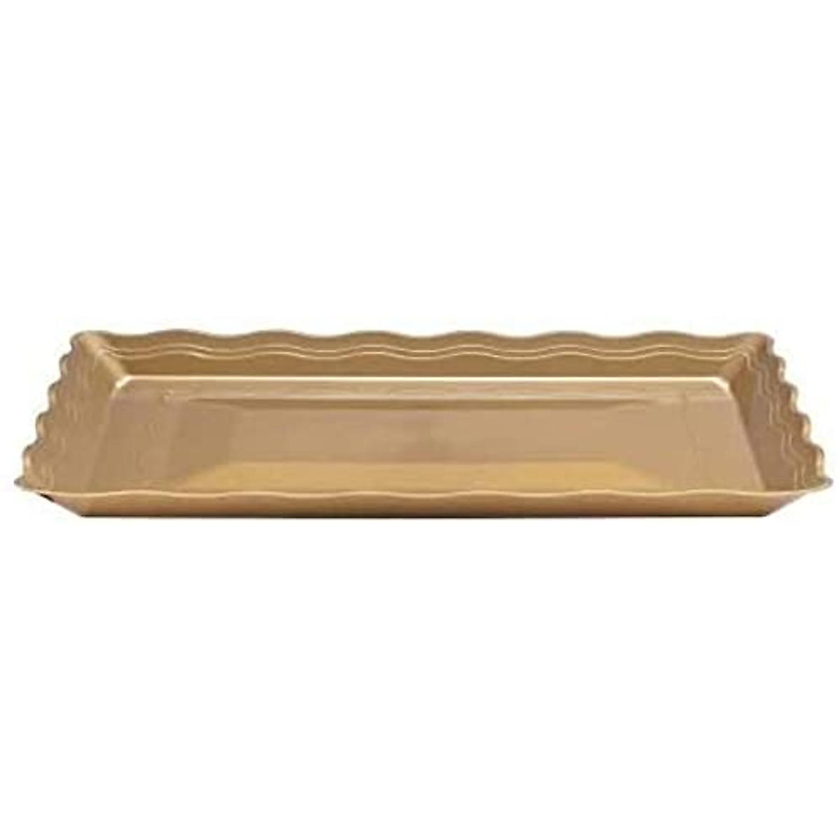Kingzak Plastic Rectangular Wave Serving Tray - 18” x 12” | Gold | Pack of 1 (Model: 62961)