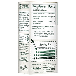Vitamin D3 with K2 liquid drops, all natural, non-gmo, 1208iu D3 and 25mcg K2 (mk7) per serving, support your bones, immune system and energy levels, with or without peppermint oil