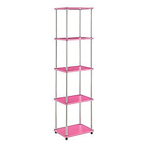 Convenience Concepts Designs2Go No Tools 5 Tier Tower, Pink/Chrome
