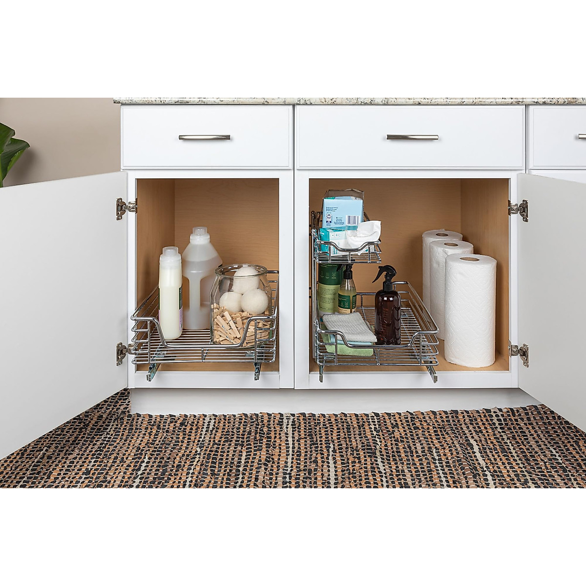 Household Essentials C26512-1 Glidez Under Sink Sliding Organizer | Pull Out Cabinet Shelf | Chrome | 12.5 Inches Wide