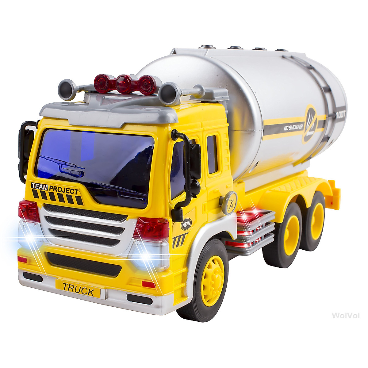WolVolk Friction Powered Oil Tanker Truck Toy with Lights and Sounds for Kids