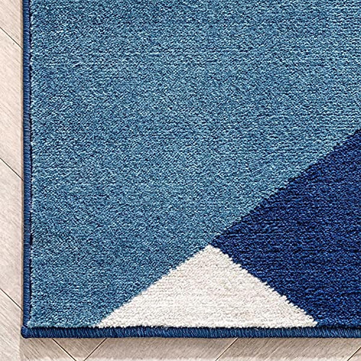 Well Woven Good Vibes Nora Blue Modern Geometric Stripes and Boxes 5'3" x 7'3" 3D Texture Area Rug, 5 ft 3 in x 7 ft 3