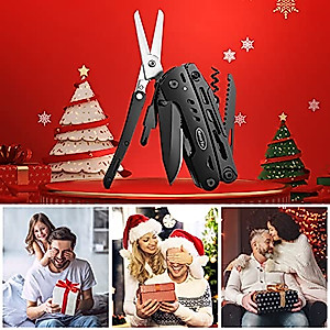 RoverTac Multitool Knife Camping Survival Knife Unique Gifts for Men Dad Husband 18 in 1 Multitools Knife Pliers Scissors Saw Corkscrew Bottle Opener 9-Pack Screwdrivers with Safety Lock Nylon Sheath