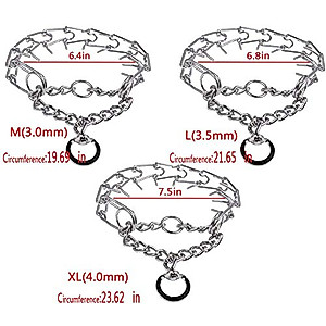 Darkyazi Durable Pinch Collar Stainless Steel Dog Adjustable Pet Training Collar for Medium Large Dogs (Large (Pack of 1), Silver)