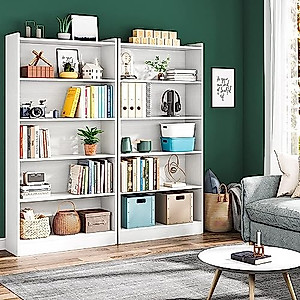 6-Tier Open Bookcase, 72 inches Large Tall Bookshelf, White - 11.81" D x 35.43" W x 72.04" H White Modern & Contemporary, Classic