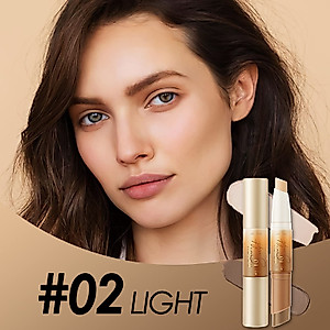 FOCALLURE 2 in 1 Cream Bronzer and Highlighter Stick,Non-greasy & Non-drying Contour Pencil,Easy to Create a Natural Matte Finishing,Long Lasting & Waterproof Face Brighten Make up Pen,LIGHT