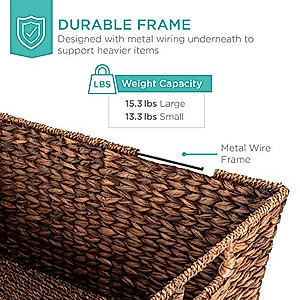 Best Choice Products Set of 2 XL Multipurpose Classic Water Hyacinth Chests Oversized Woven Tapered Storage Basket for Organization, Laundry, Decoration w/Attached Lid, Handle Holes