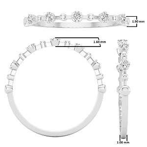 Dazzlingrock Collection 0.05 Carat (ctw) Round White Diamond Ladies Stackable Alternating Beaded Dainty Wedding Band | 925 Sterling Silver, Size 7