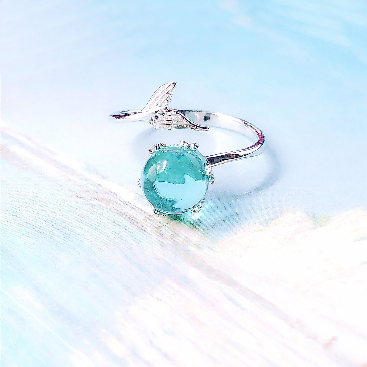 Helen de Lete Mermaid In Deep Ocean 925 Sterling Silver Open Ring