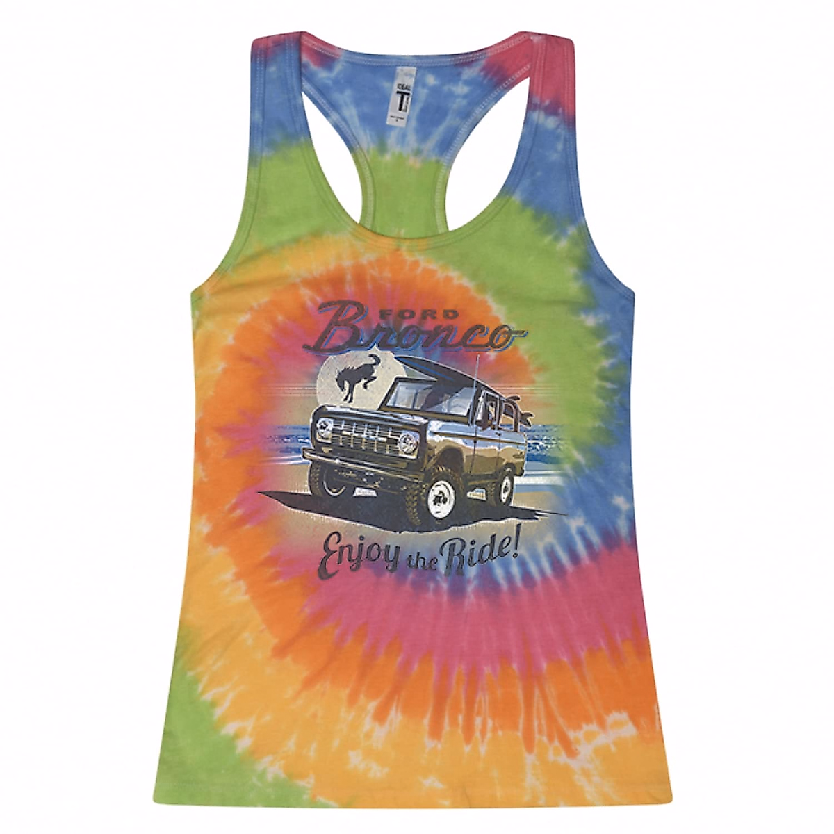 Classic Vintage Ford Bronco Enjoy The Ride Cars and Trucks Tie-Dye Racerback Tank Top, Eternity, Medium
