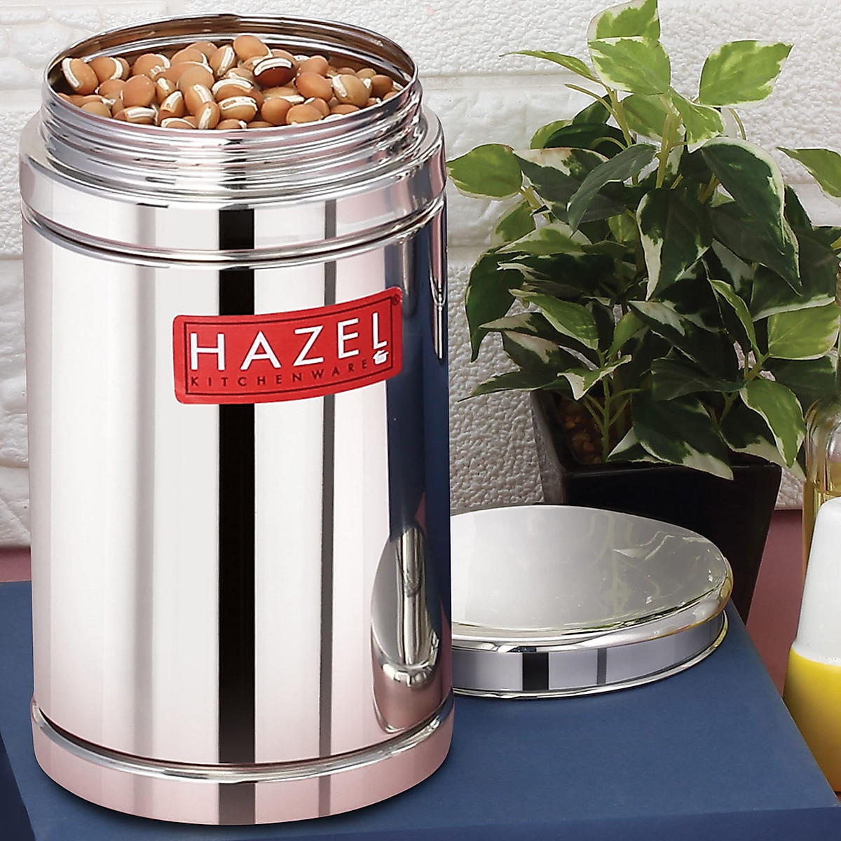 HAZEL Stainless Steel Airtight Container 1800 Ml Steel Storage Box For Kitchen Steel Container Jar For Kitchen Storage Ideal For Storing Rice, Cereal, Pulse, Snacks, Silver