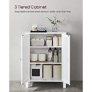 VASAGLE Bathroom Floor Storage Cabinet, Bathroom Storage Unit with 2 Adjustable Shelves, Bathroom Cabinet Freestanding, 11.8 x 23.6 x 31.5 Inches, White UBCB60W