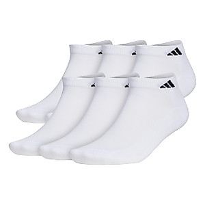 adidas Men's Athletic Cushioned Low Cut Socks with Arch Compression for a Secure fit (6-Pair), White/Black, XL