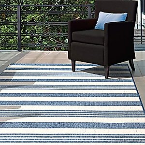 nuLOOM Robin Multi Stripe Indoor/Outdoor Area Rug, 5' 3" x 7' 6", Blue