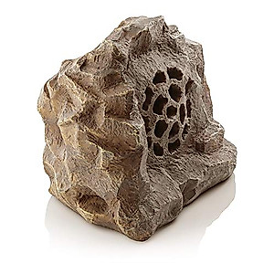 Alpine Corporation Waterproof Bluetooth Rock Speaker - Solar-Powered Outdoor Wireless Speaker for Patio, Pool, Deck, Garden - 50-Foot Range, Brown