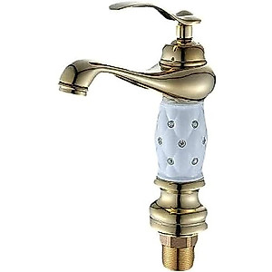 Faucet Household Sink Faucet Kitchen Faucet Bathroom Faucet All White Diamond Shaped Copper Hot and Cold Bathroom Under Bathroom Counter Diamond Basin Faucet