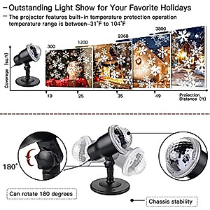 Christmas Snowflake Projector Lights Outdoor Led Snowfall Show with Remote Control Waterproof Landscape Decorative Lighting for Christmas Holiday Party Wedding Garden Patio