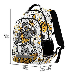 ALAZA Dog Print Skater Pug Puppy Funny Backpack Purse for Women Men Personalized Laptop Notebook Tablet School Bag Stylish Casual Daypack, 13 14 15.6 inch