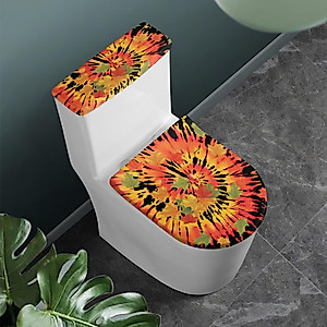 ZWPINITUP Fall Tie Dye Standard Toilet Seat Lid Cover, Comfy and Soft Wahable Toilet Lid Dust Cover Fits Polyester Tank Lid Cover for Bathroom
