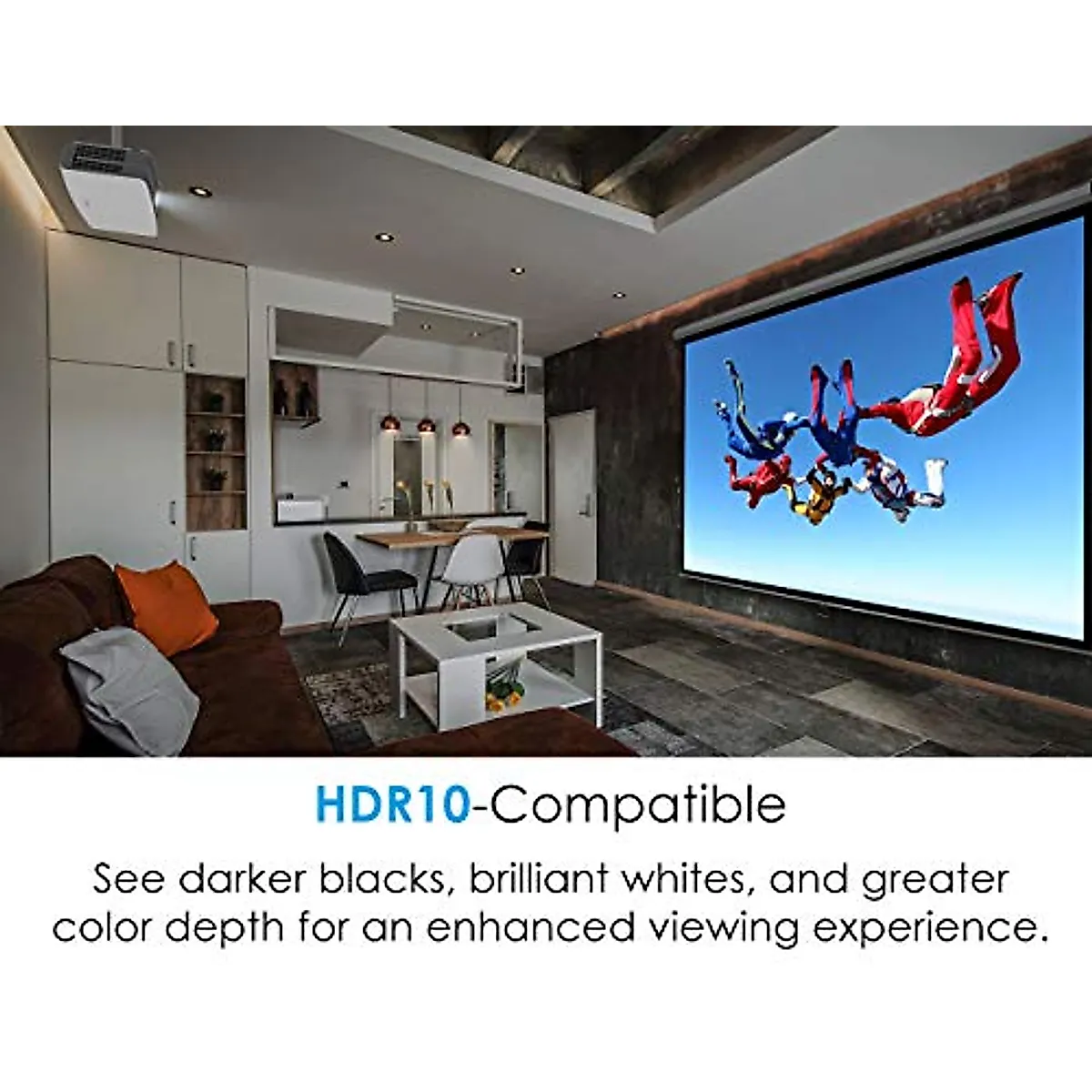 Optoma UHD60 True 4K UHD Projector, Bright 3000 Lumens, Entertainment and Movies, Rec.2020 with DCI-P3 for Wide Color Gamut, HDMI 2.0 and HDR10, WHITE