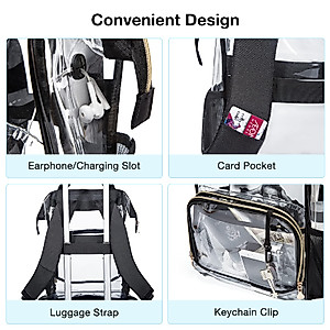 LIGHT FLIGHT Clear Backpack Heavy Duty Transparent Backpack Set See Through Bookbags Durable Backpacks for School, Security, Black