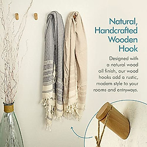 Haven Houz Beech Wood Wall Hooks, Wall-Mounted Wooden Wall Hooks, Handcrafted Wood Hooks, Modern Minimalist Wooden Pegs for Hanging Coats, Hats, and More, Holds Up to 35 lbs, Pack of 4