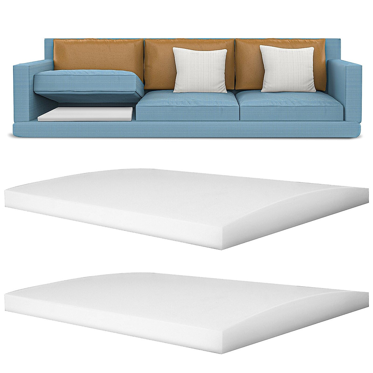 Eazy2hD Furniture Seat Couch Cushions Replacement 20" x 20" High-Density Foam Cushion Sag Repair Soft Chair Square Cushion Foam Support for Sofa Seat Cushiones（Quantity 2）