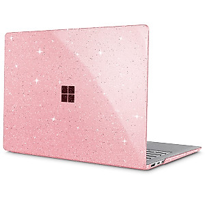 May Chen Case for 13.5" Microsoft Surface Laptop 3/4/5 with Alcantara Palm Rest Model 1867 1958 1950 (2019 2021 2022), Plastic Hard Shell Case with Keyboard Cover + Screen Protector, Pink Glitter