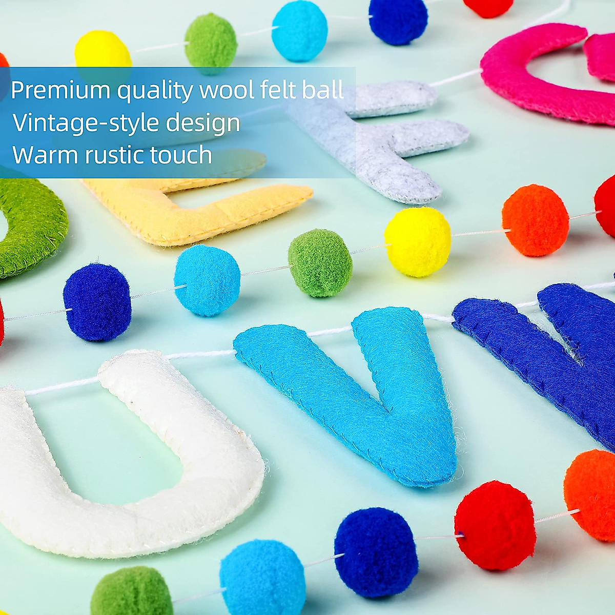 Alphabet Garland Felt Banners Alphabet Wool Felt Garland Letters Banners Wall Hanging for Toddler Room Nursery Baby Room Decor