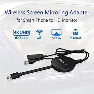 XTRONS 4K Wireless Display Adapter Airplay Miracast Dongle for TV, WiFi Display Dongle Wireless HDMI Dongle TV Receiver Screen Mirroring Adapter for iOS / Android / Monitor / Projector