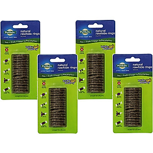 (4 Pack) PetSafe Busy Buddy Refill Ring Dog Treats for Select Busy Buddy Dog Toys, Natural Rawhide, Size A/X-Small to Small