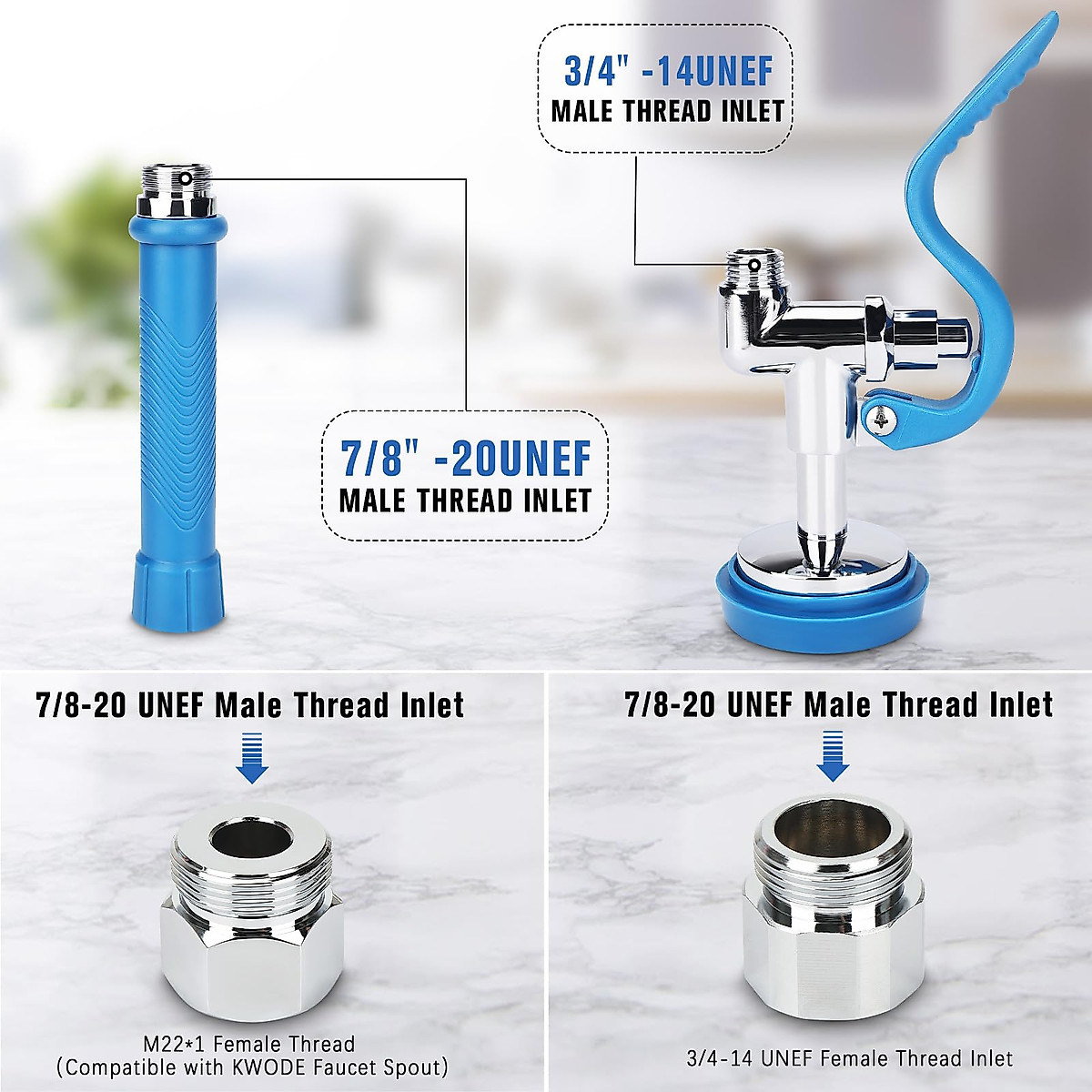 Spray Valve with 38" Flexible Pre Rinse Hose, Commercial Pre Rinse Sprayer with Stainless Steel Hose & Anti-Slip Pre Rinse Sprayer Assembly for Commercial Industrial Restaurant Kitchen Sink Faucet