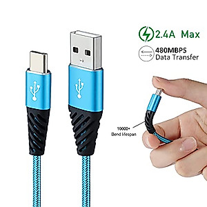 Aurnoet USB C Cable 4pack 6ft Type C Charger Nylon Braided USB C Charger Cord Fast Charging Cable for Samsung Galaxy S21 S20 S10 Plus Note 10 LG Google Pixel Moto etc
