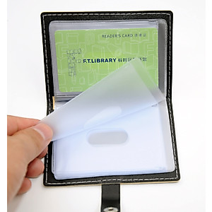 Karlling credit card holder wallet for women/man soft leather business card holder card case organizer bag with 20 card sleeves inside(Black)