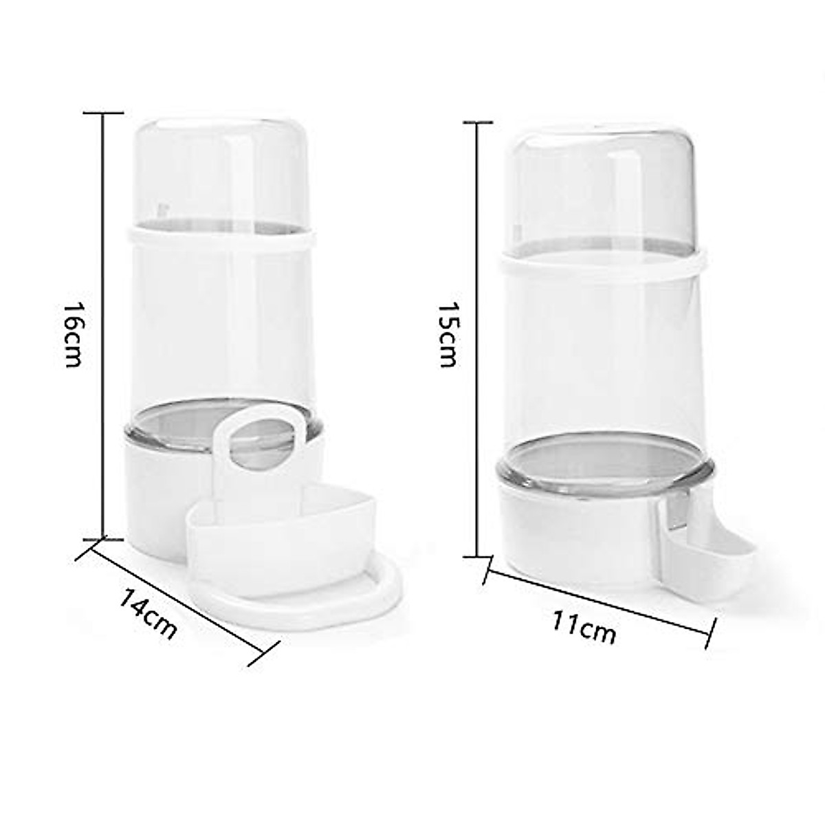 2 Pack Automatic Bird Feeder Bird Water Bottle Drinker Clear Food Seed Dispenser Container Set Hanging in Cage No-Mess for Parrots Budgie Cockatiel Lovebirds Finch Canary Hamster 415ml