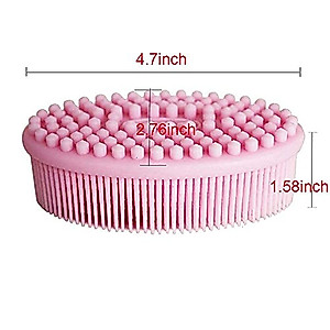 DNC Exfoliating Silicone Body Scrubber Shower Bath Body Brush Easy to Clean, Lathers Well, Eco Friendly (Pink)