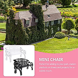 NUOBESTY Miniatures Rustic Bench 2pcs Furniture 1: 6 Scale Miniature Modern Styled Garden Patio Park Bench Garden Decor Sofa Bench Rustic Decor