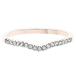 AFFY Round Cut White Natural Diamond Engagement Wedding Band Ring in 14k Rose Gold