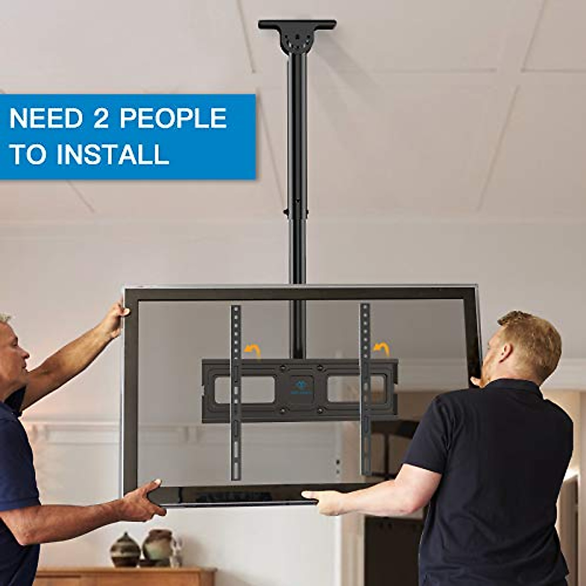 PERLESMITH Ceiling TV Mount, Hanging Full Motion TV Mount Bracket Fits Most 26-55 inch LCD LED OLED 4K TVs, Flat Screen Displays, TV Pole Mount Holds up to 99lbs, Max VESA 400x400mm, PSCM2