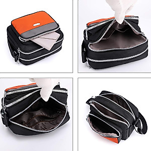 Collsants Small Crossbody Bag for Women Purses and Handbags Nylon Shoulder Bag Travel Purse Multi Zipper Pockets