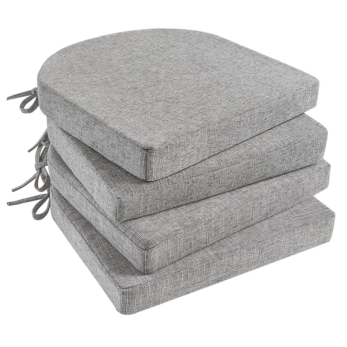 Basic Beyond Chair Cushions for Dining Chairs 4 Pack, Memory Foam Chair Cushion with Ties and Non Slip Backing, 16 x 16 inches Chair Pads for Dining Chairs(Light Grey)