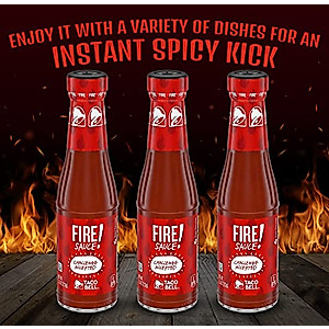Taco Bill Fire Sauce Bottle, 3 Pack Taco Sauce Condiment Seasoning for Tacos Salad Chips Quesadilla Chicken Tex Mex Burritos and More, 7.5 Ounces Each with Nosh Pack Mints