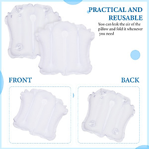 Jetec Inflatable Bath Pillow for Tub Non Slip Bathtub Pillow Soft Comfortable Terry Cloth Bath Pillow White Head Spa Pillow with Suction Cup for Bathtub Cushion, Hot Tub