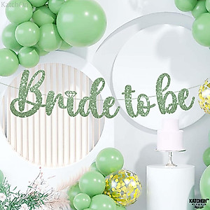 KatchOn, Sage Green Glitter Bride To Be Banner - 10 Feet, No DIY | Bride to Be Sign for Bride To Be Decorations | Bridal Shower Banner for Bridal Shower Decorations | Bachelorette Party Decorations